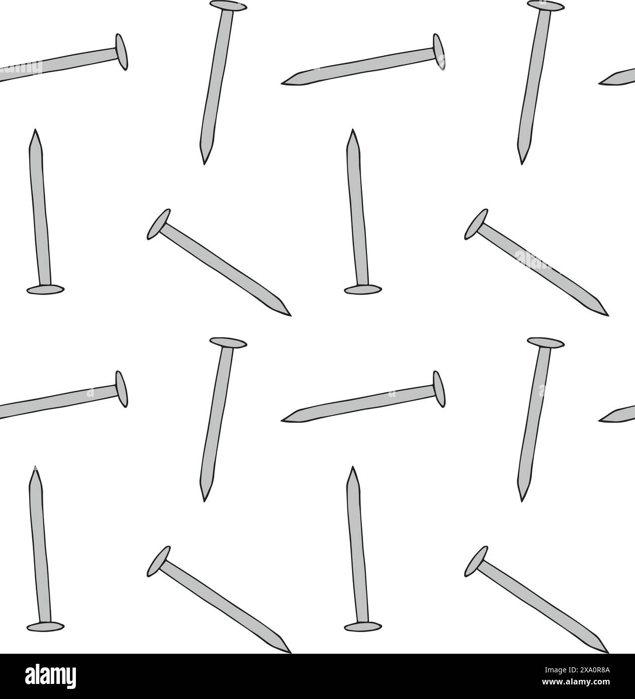 Vector seamless pattern of hand drawn doodle sketch colored nail pin ...