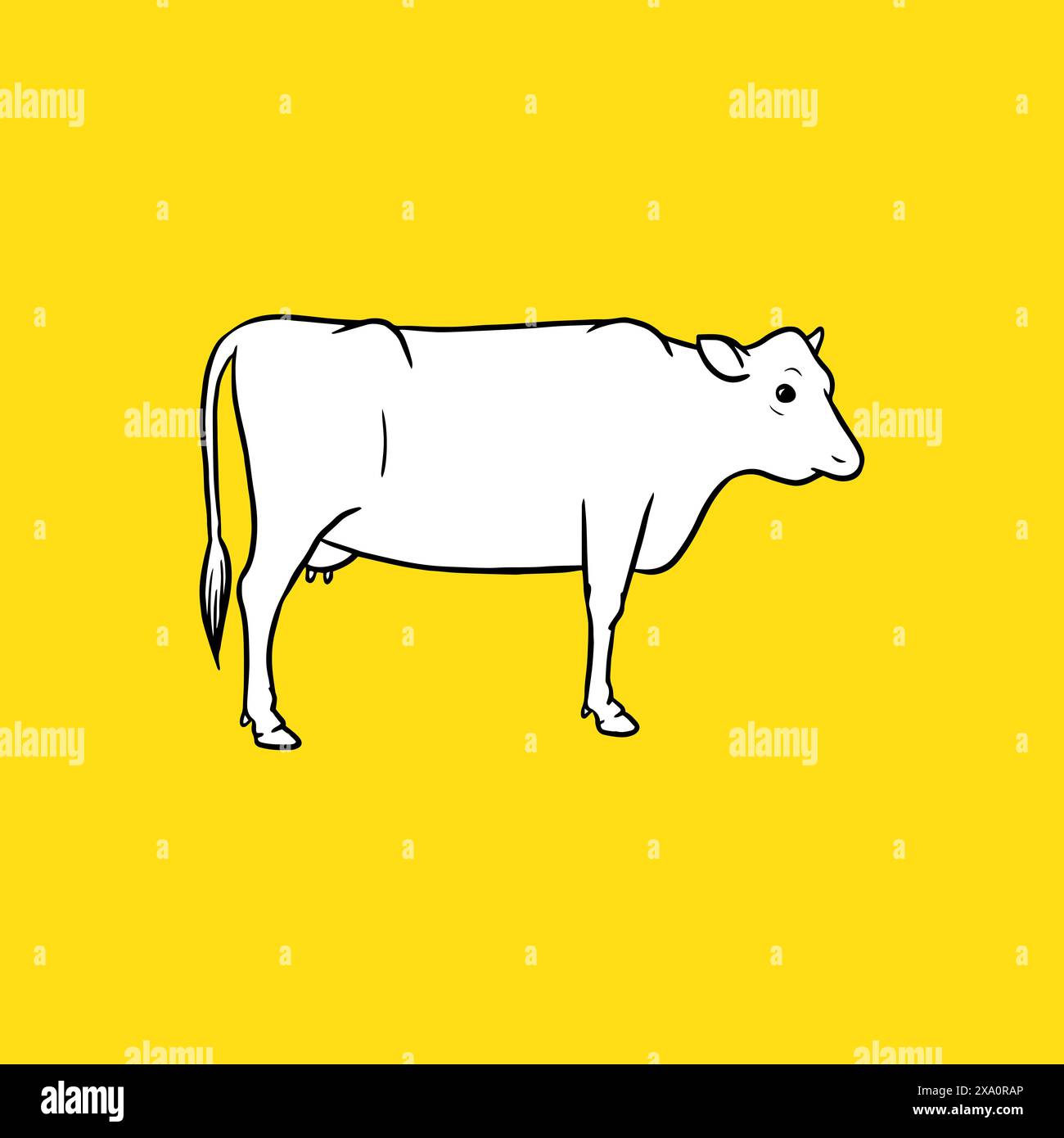 Vintage Cow Side. Sketch and Drawing Style. Vector Stock Vector Image ...