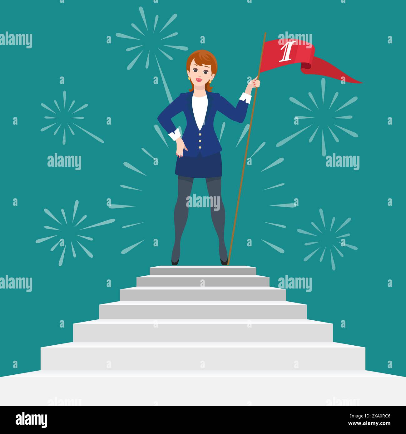 Female winner staircase hi-res stock photography and images - Alamy