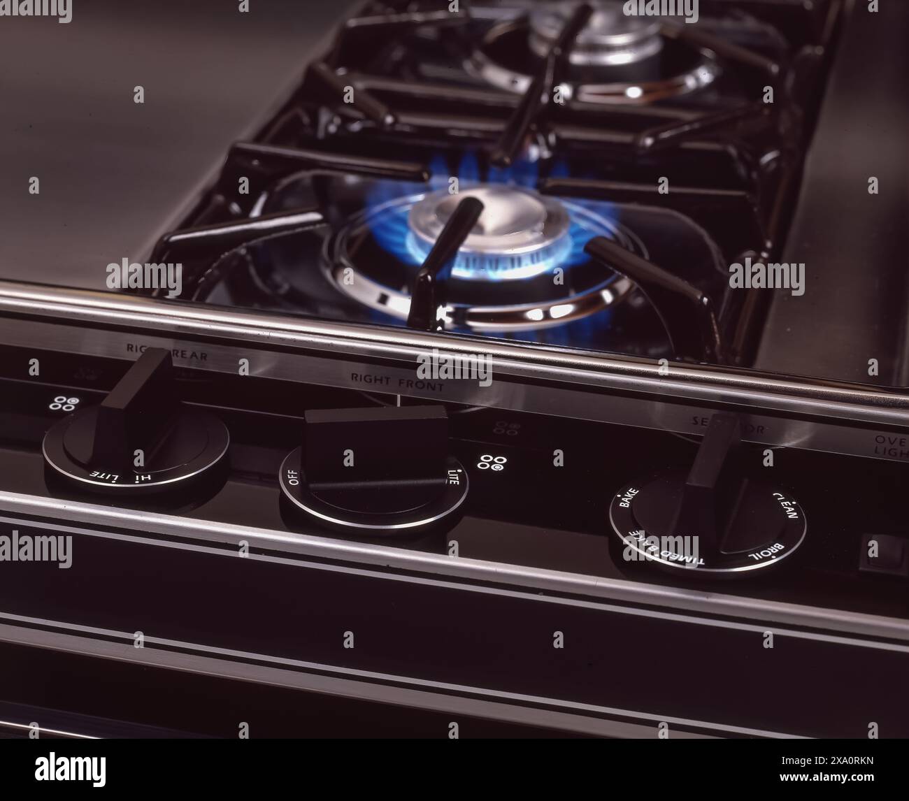 Gas stove top, boiling water Stock Photo - Alamy