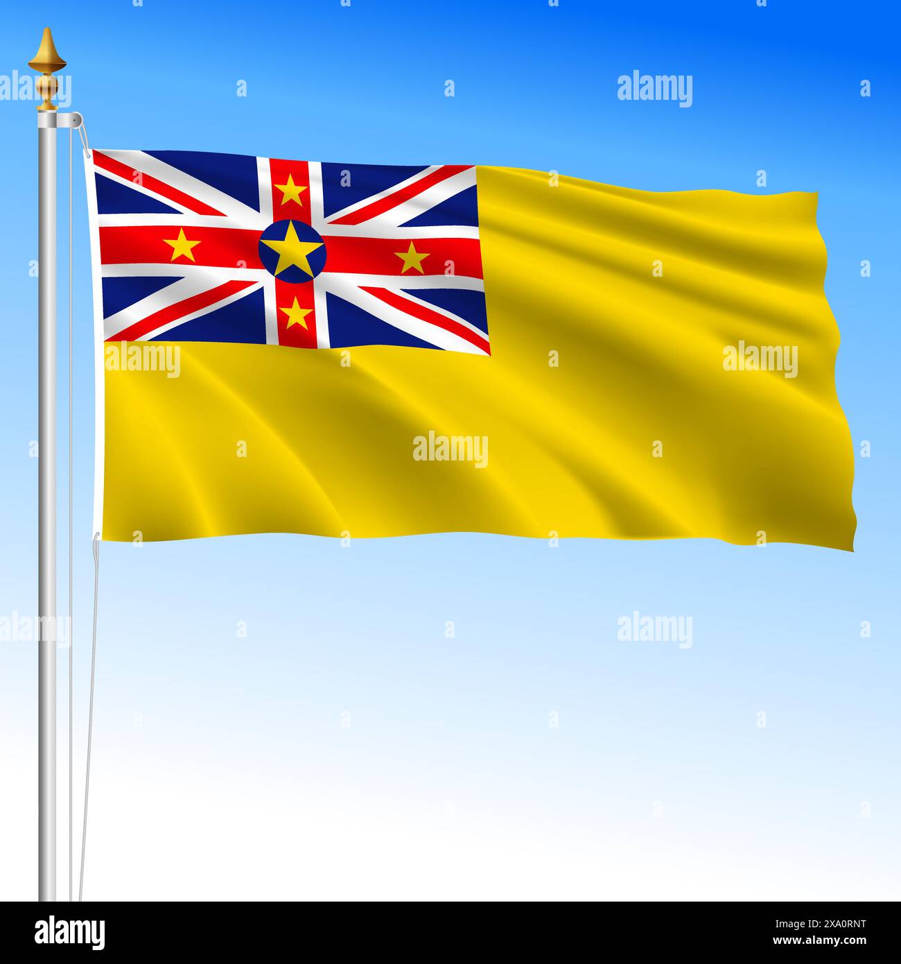 Niue official national waving flag, Oceania, vector illustration Stock ...