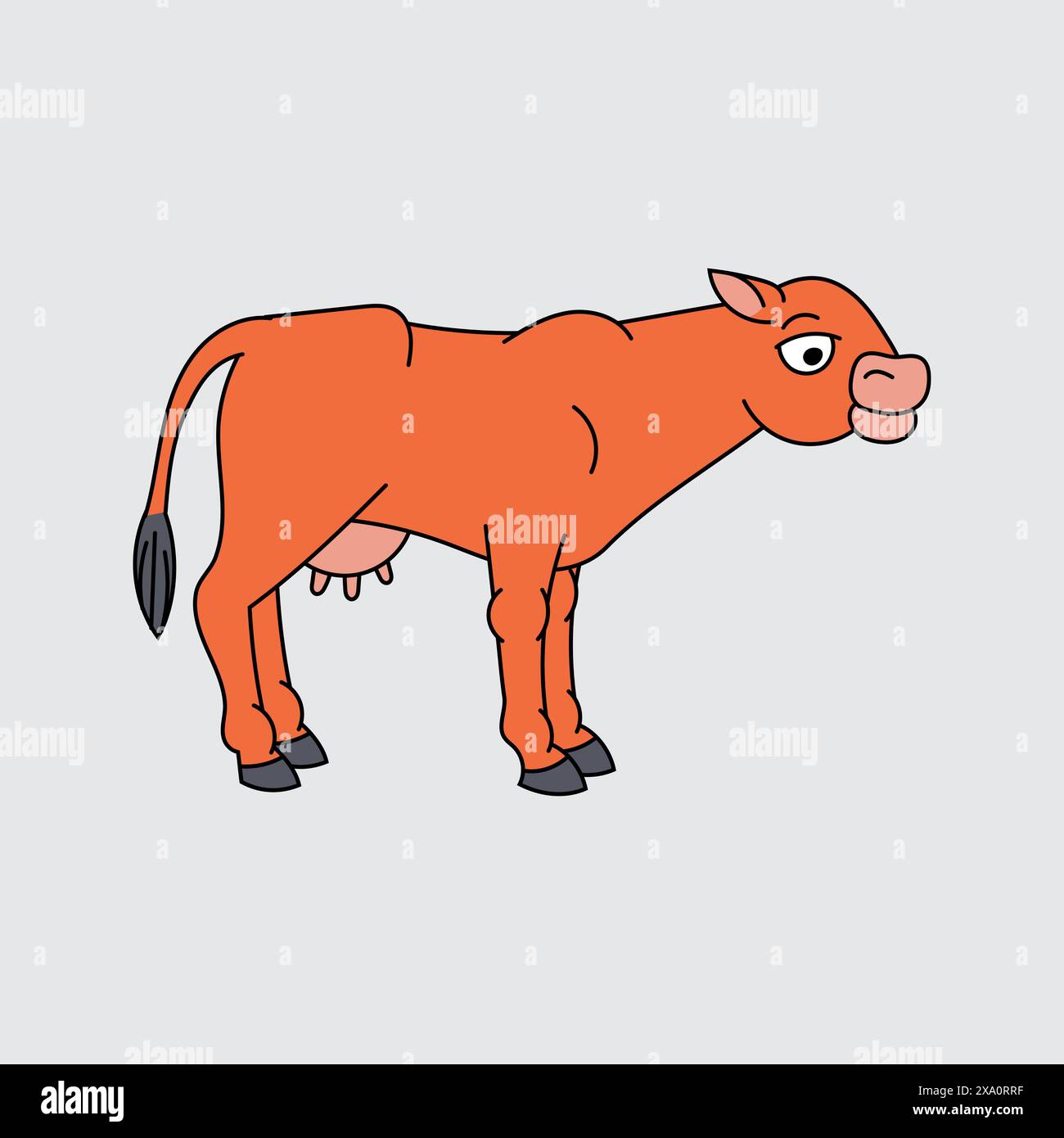 Vintage Cow Side. Cartoon Style. Vector Stock Vector Image & Art - Alamy