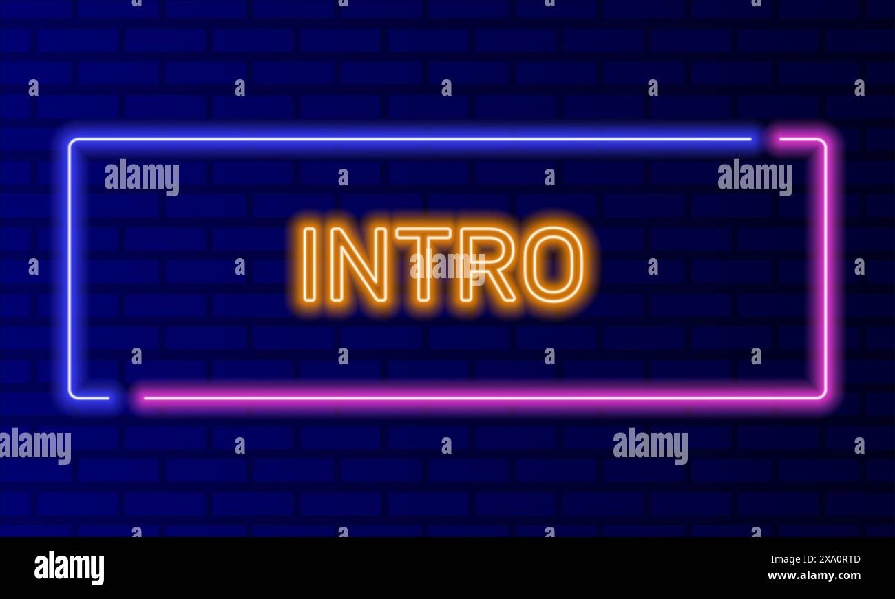 Neon sign intro in speech bubble frame on brick wall background vector ...