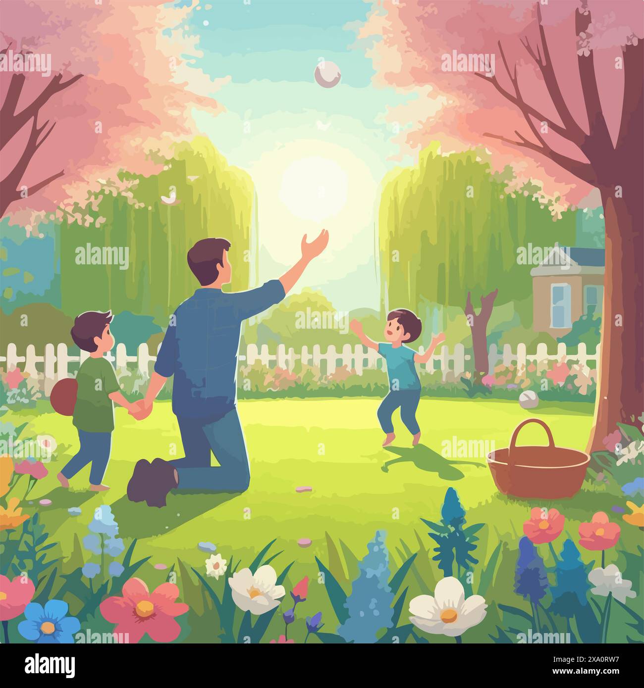 Father's Day beautiful nice natural outdoor playground joyful happy ...