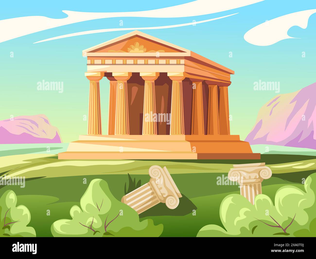 Ancient roman temple. Greek parthenon or antique old building with column gate rome empire ...