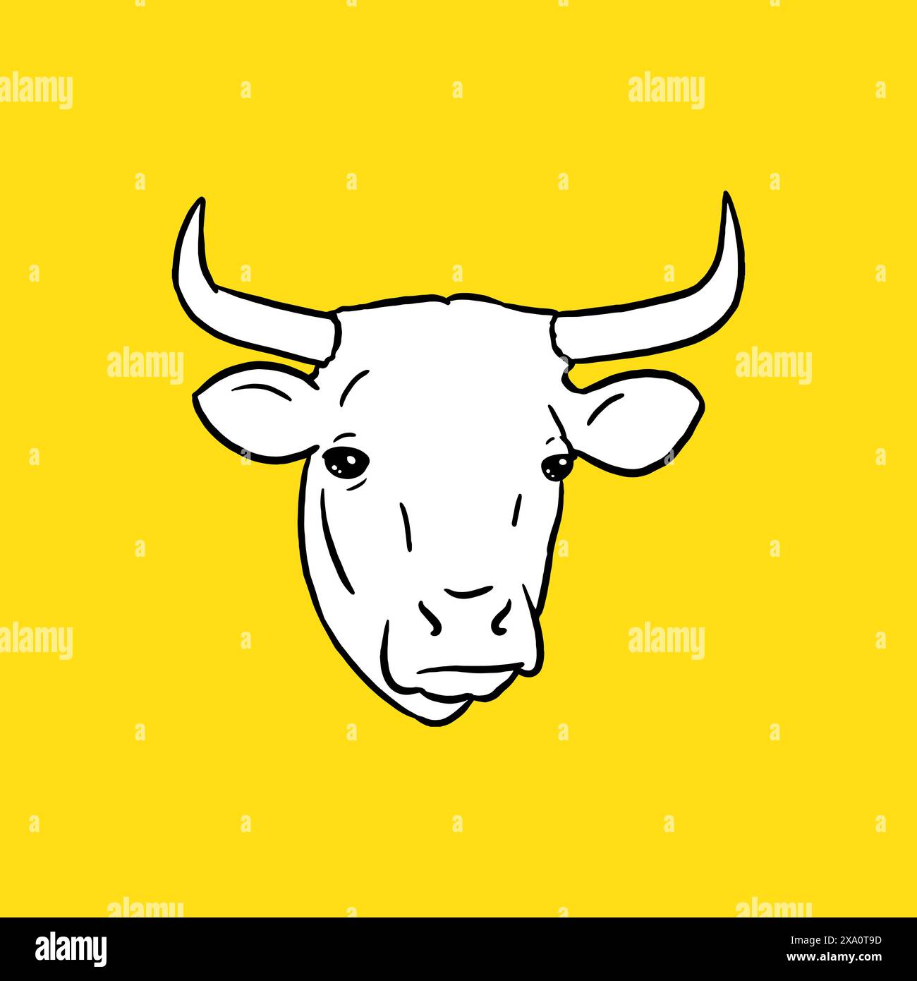 Cow Head From Front. Sketch, Drawing Style. Vector Stock Vector Image ...