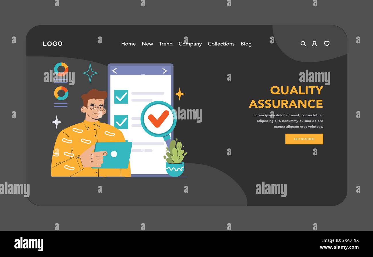 Quality Assurance concept. Expert with clipboard checking off completed ...