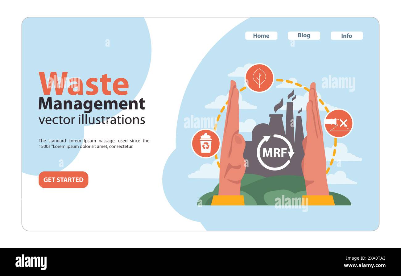 Material Recovery Facility focus. Hands encircle an MRF plant ...