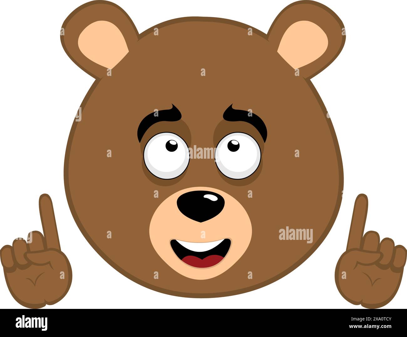 vector illustration face brown bear grizzly cartoon observing and with ...