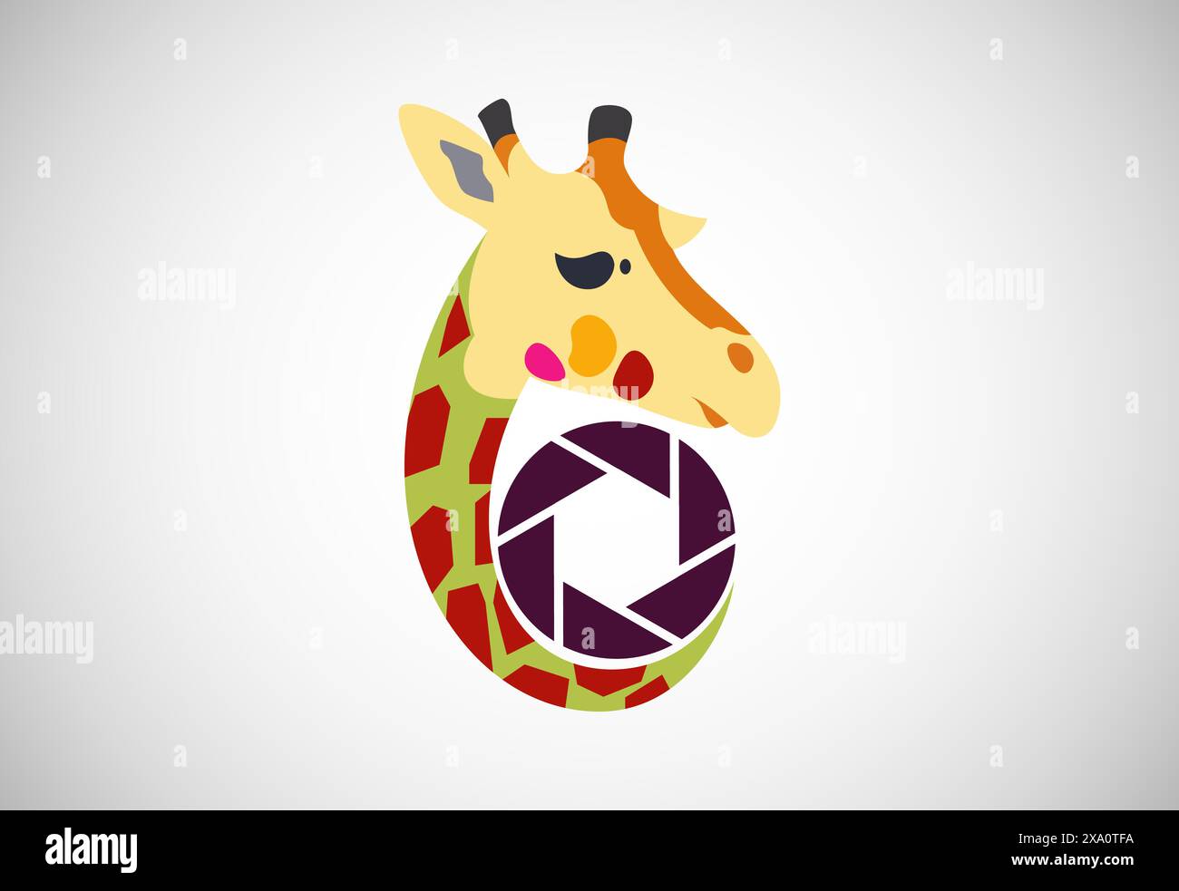 Giraffe camera logo design vector icon symbol illustration. photography ...