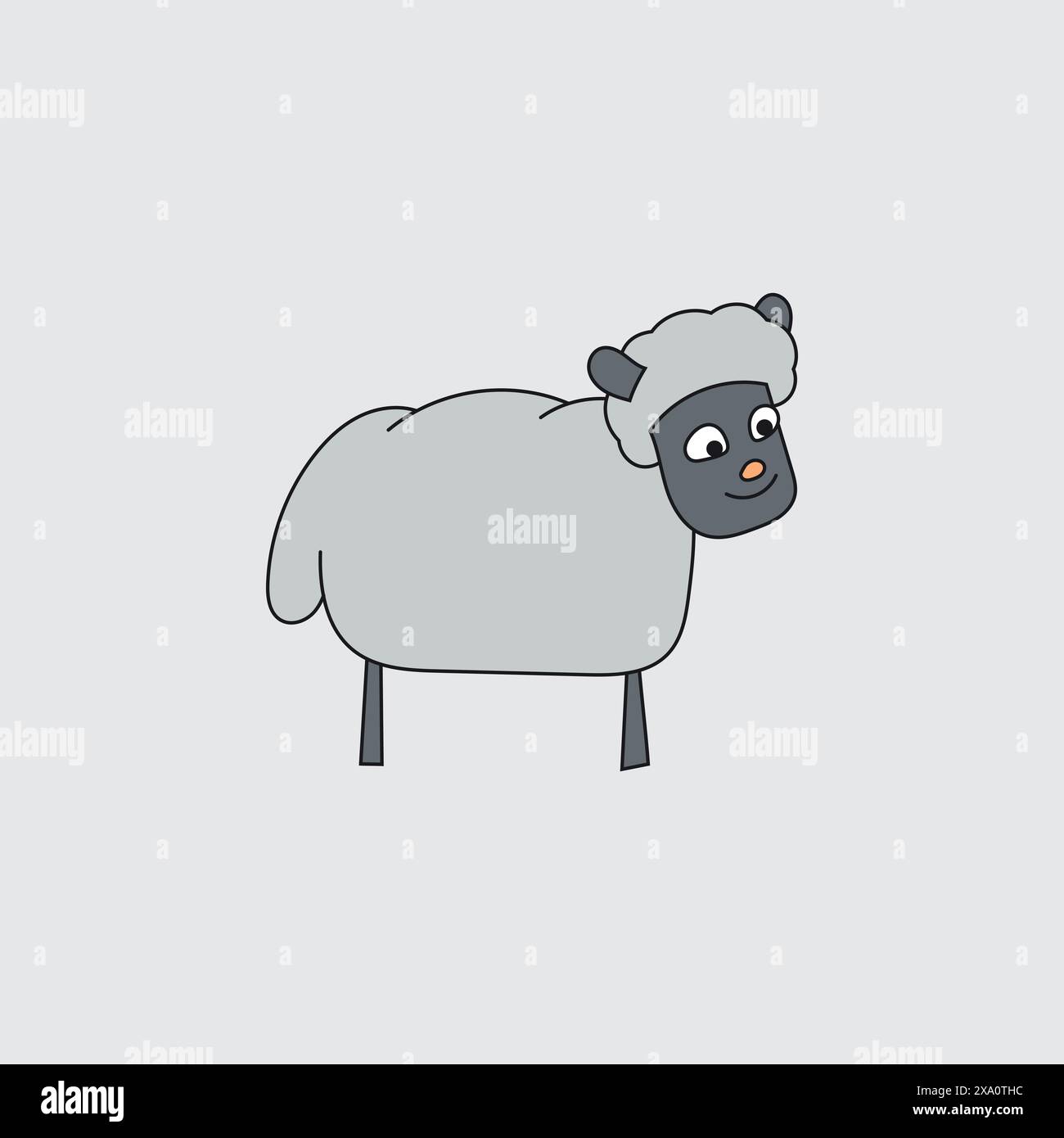 Vintage Sheep Side. Cartoon Style. Vector Stock Vector Image & Art - Alamy