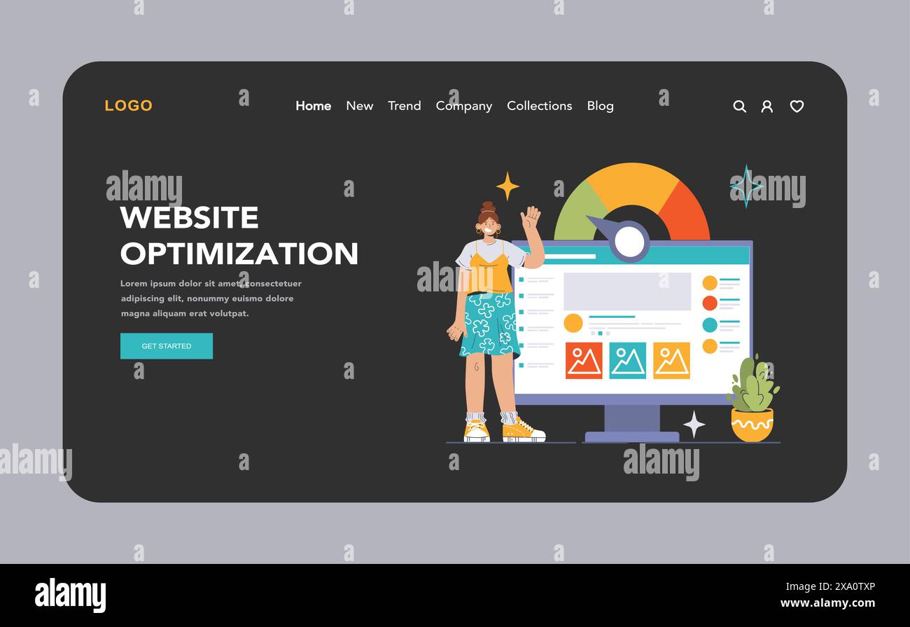 Website optimization dark or night mode web, landing. Monitoring and enhancing site speed. User ...