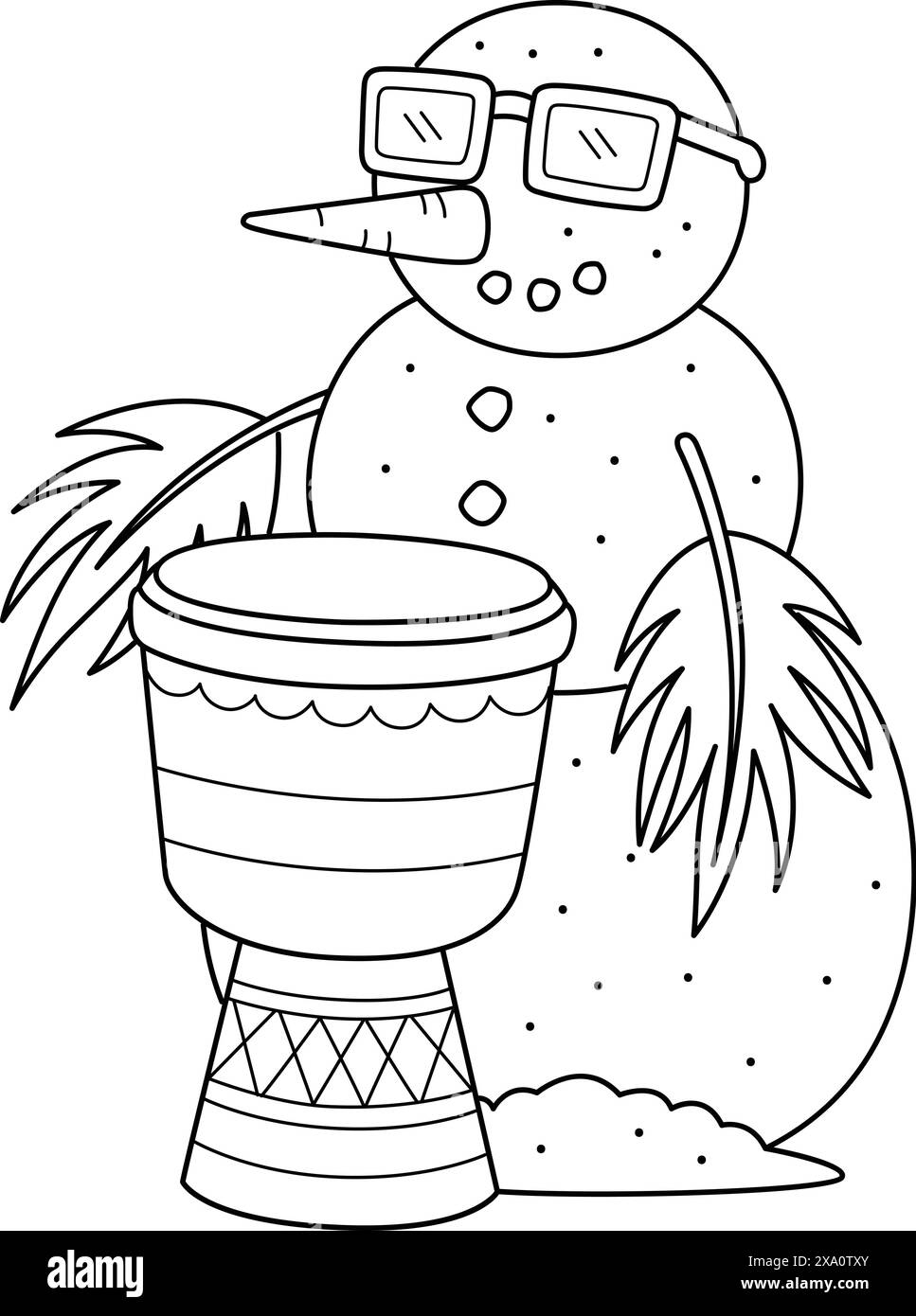 Christmas in July Snowman Isolated Coloring Page Stock Vector Image ...