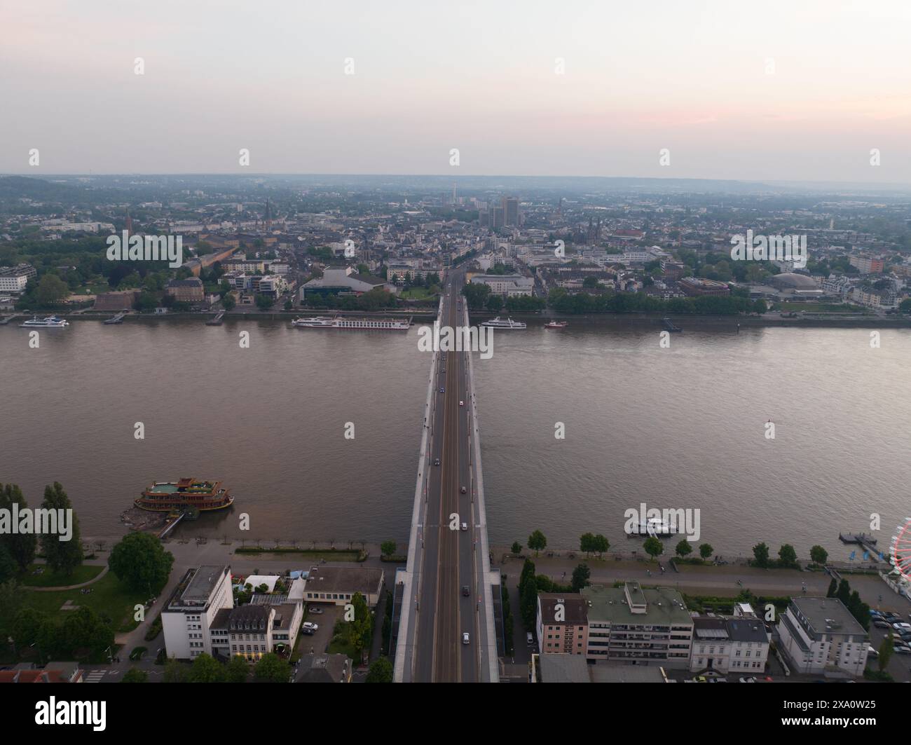 The Kennedy Bridge is the middle of the three Rhine bridges in Bonn and ...