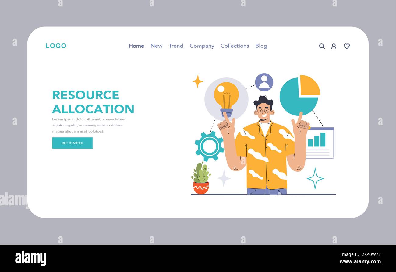 Resource allocation concept. A vibrant vector illustration displaying a ...