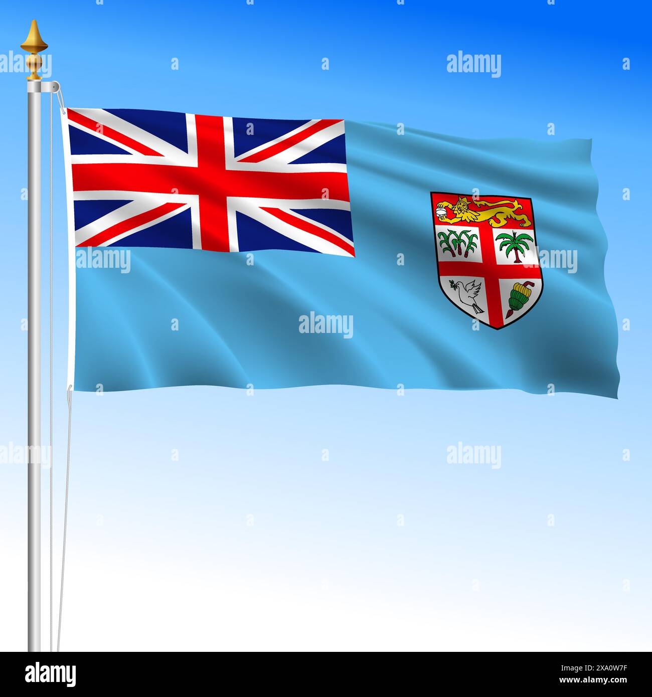 Fiji official national waving flag, asiatic country, vector ...