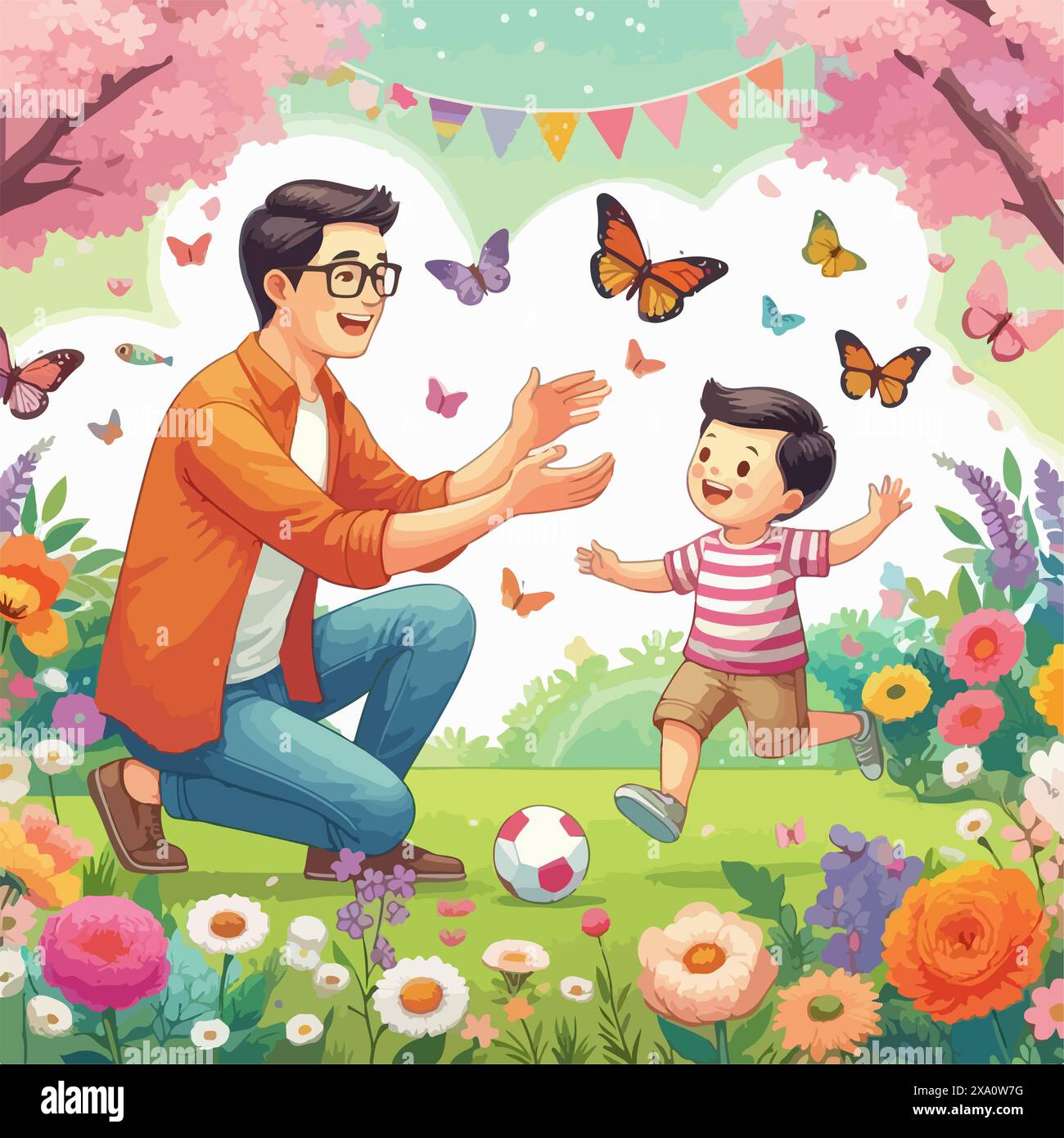 Father's Day beautiful nice natural outdoor playground joyful happy ...
