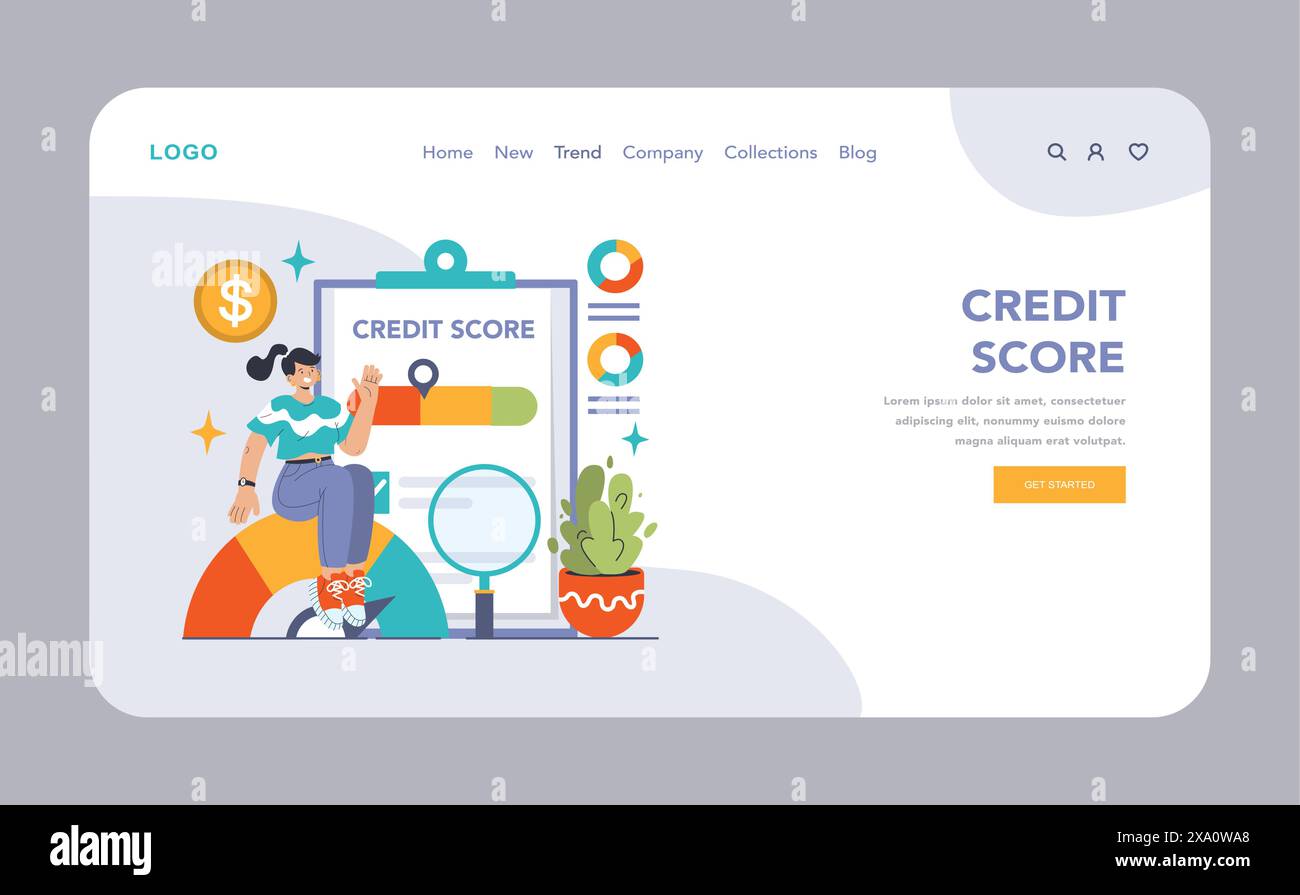 Understanding Credit Score concept. Woman presents a clipboard ...