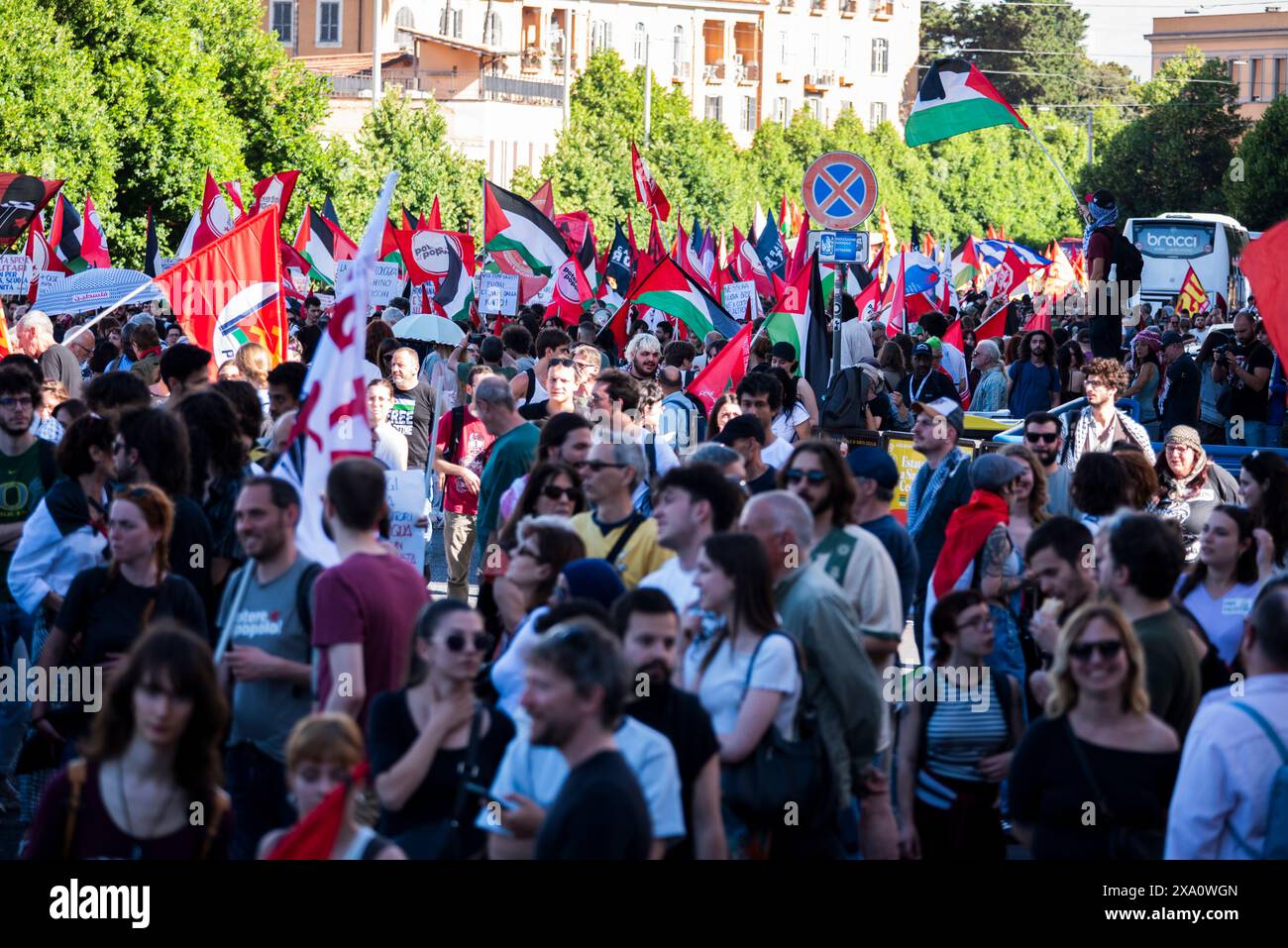 Rome, Italy. In the Photo Protesters with flags. EDITORIAL USAGE ONLY ...