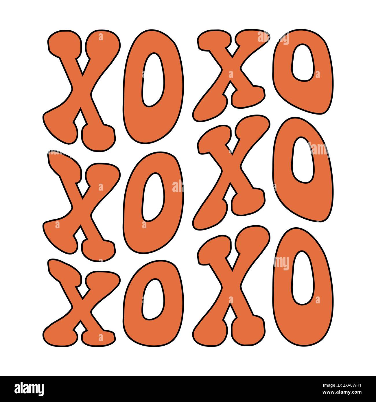 Vector groovy retro xoxo lettering isolated on white background Stock ...