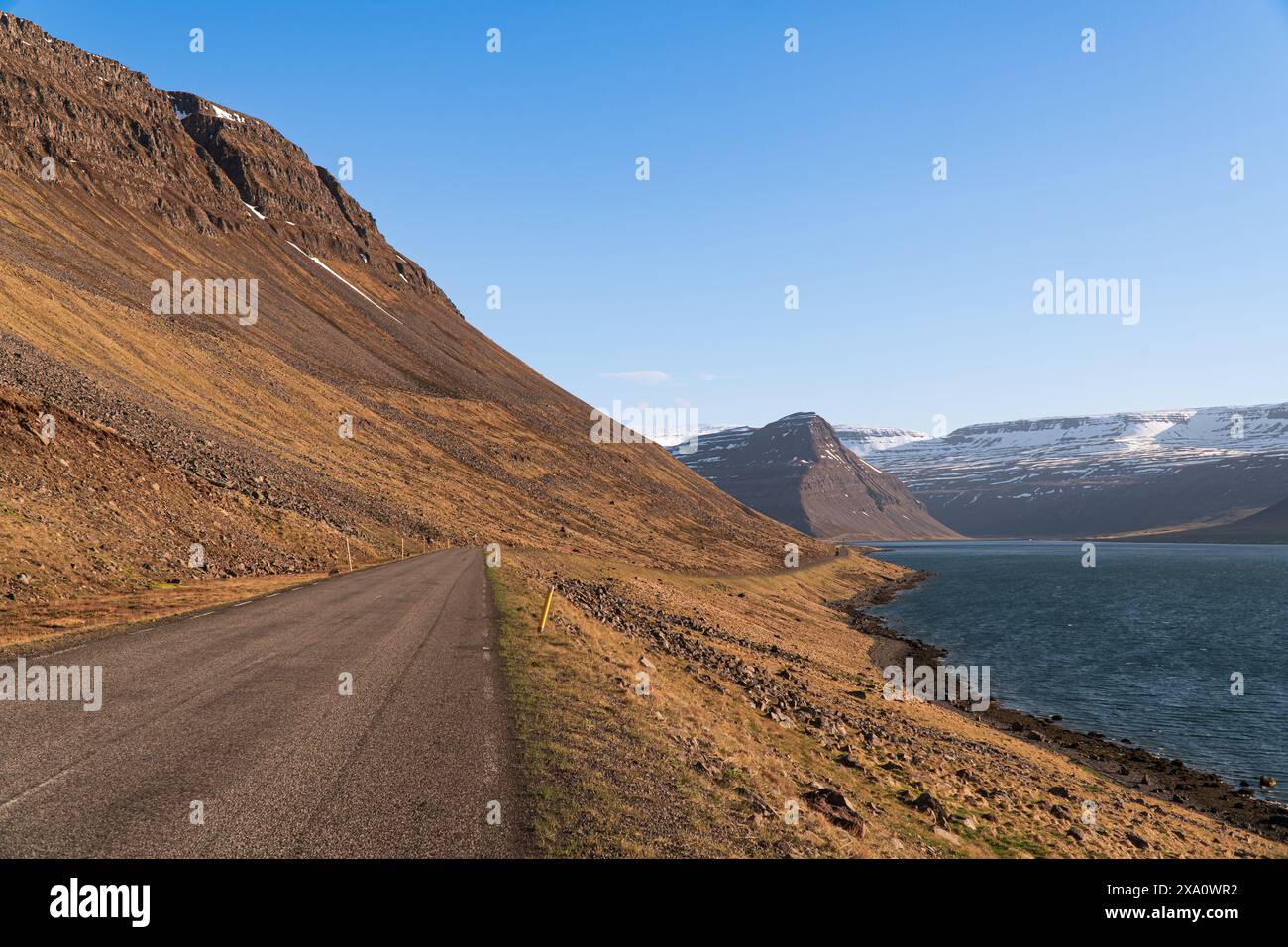 Iceland, Isafjordur route 61, road trip, summer evening, fjords, empty roads, iceland scenic ...