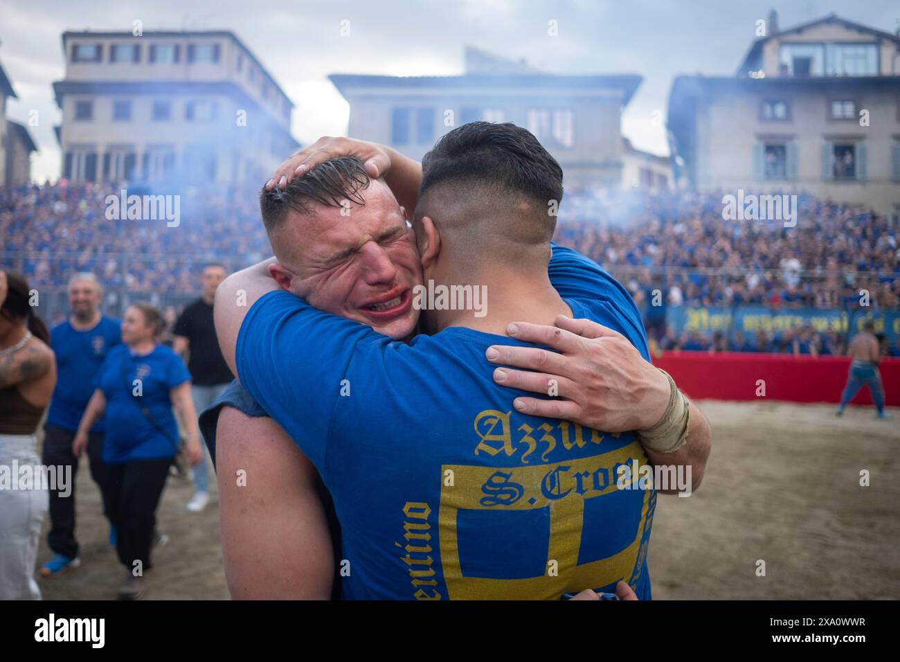 Blues (Santa Croce) players celebrate the victory at the end of the ...
