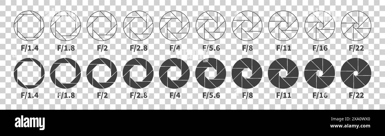 Aperture icon set. Aperture icons on white background Stock Vector ...