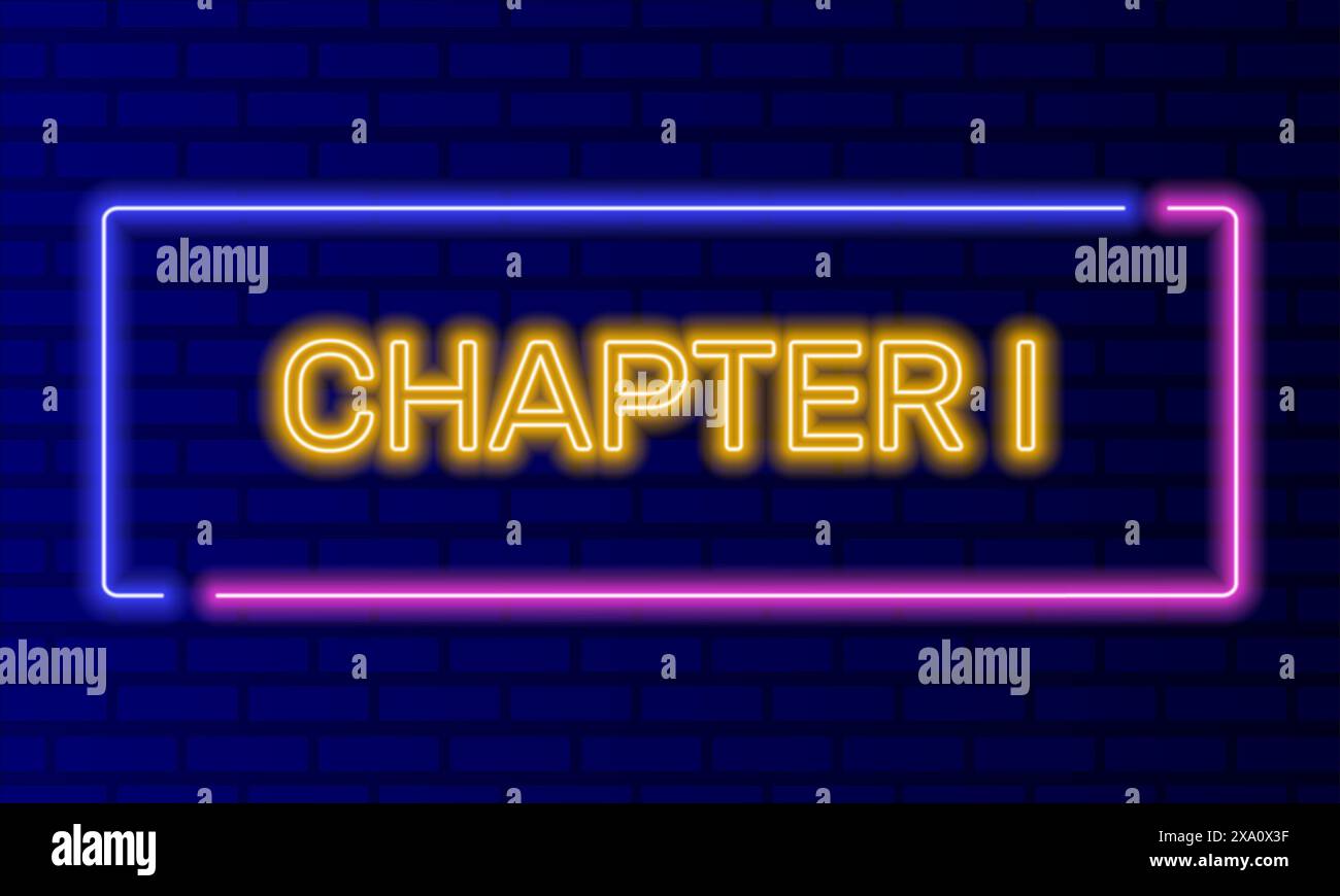 Neon sign chapter one in speech bubble frame on brick wall background ...