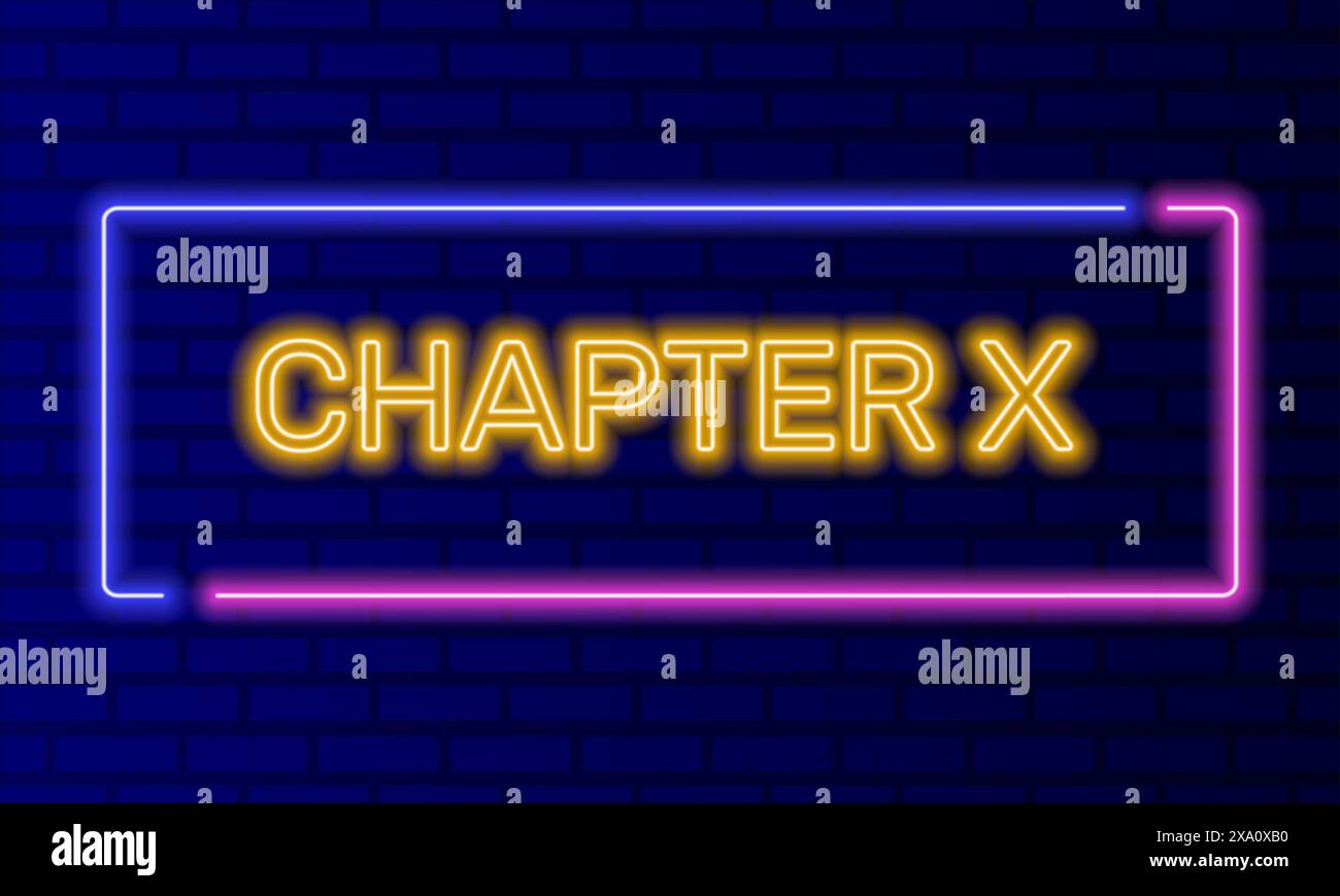 Neon sign chapter ten in speech bubble frame on brick wall background ...