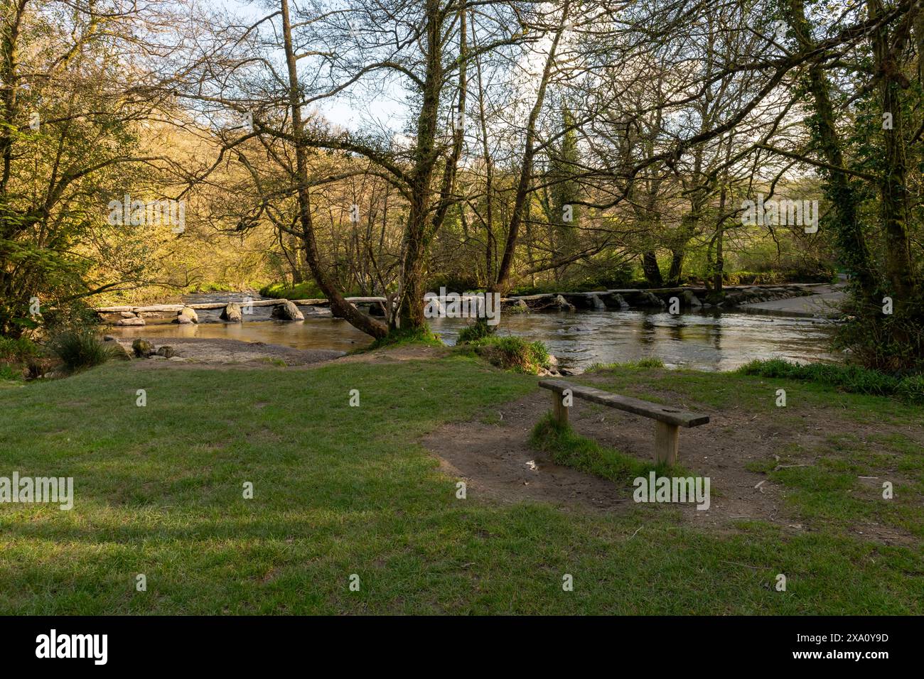 Photograph of the clapper bridge at Tarr steps in Exmoor National Park ...