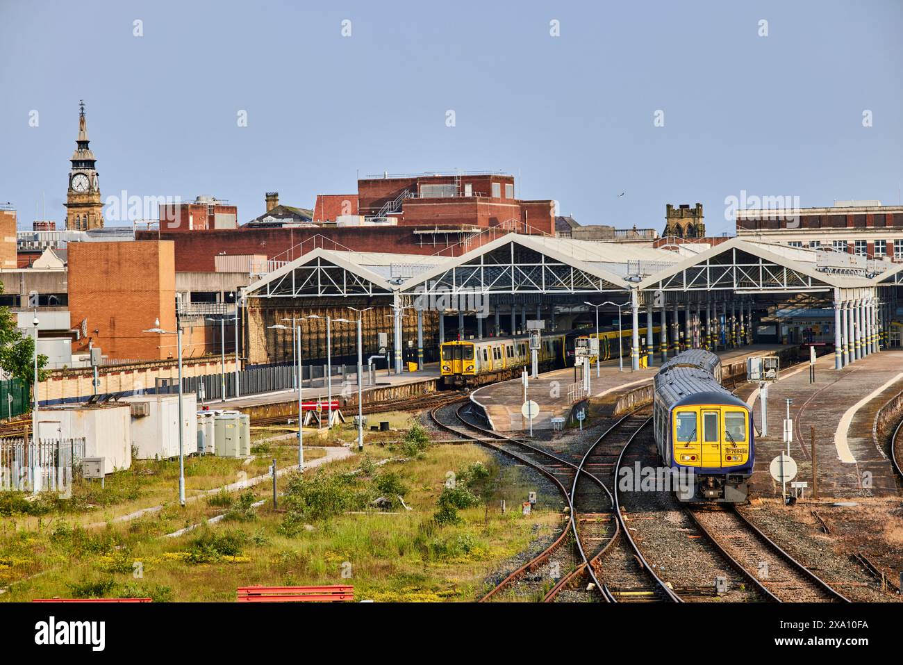 Southport, Sefton, Merseyside. Merseryrail trains at the station as a ...