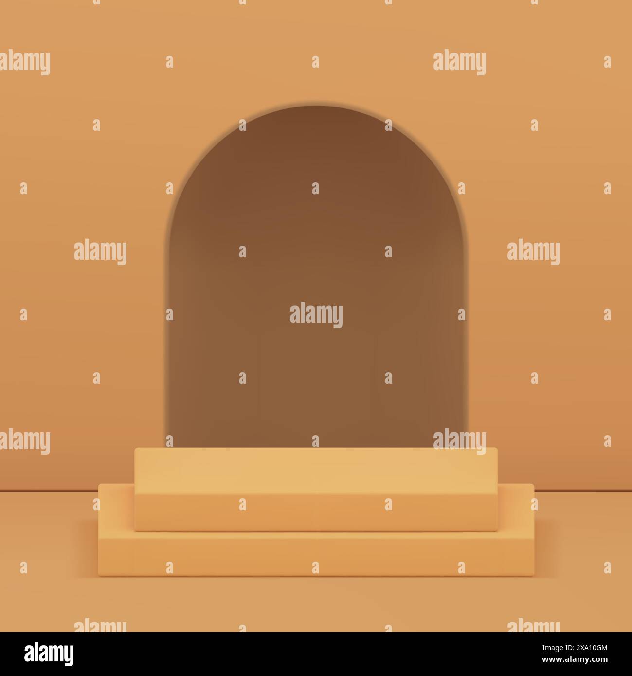 Neutral 3d podium pedestal with arch hole wall background for product ...