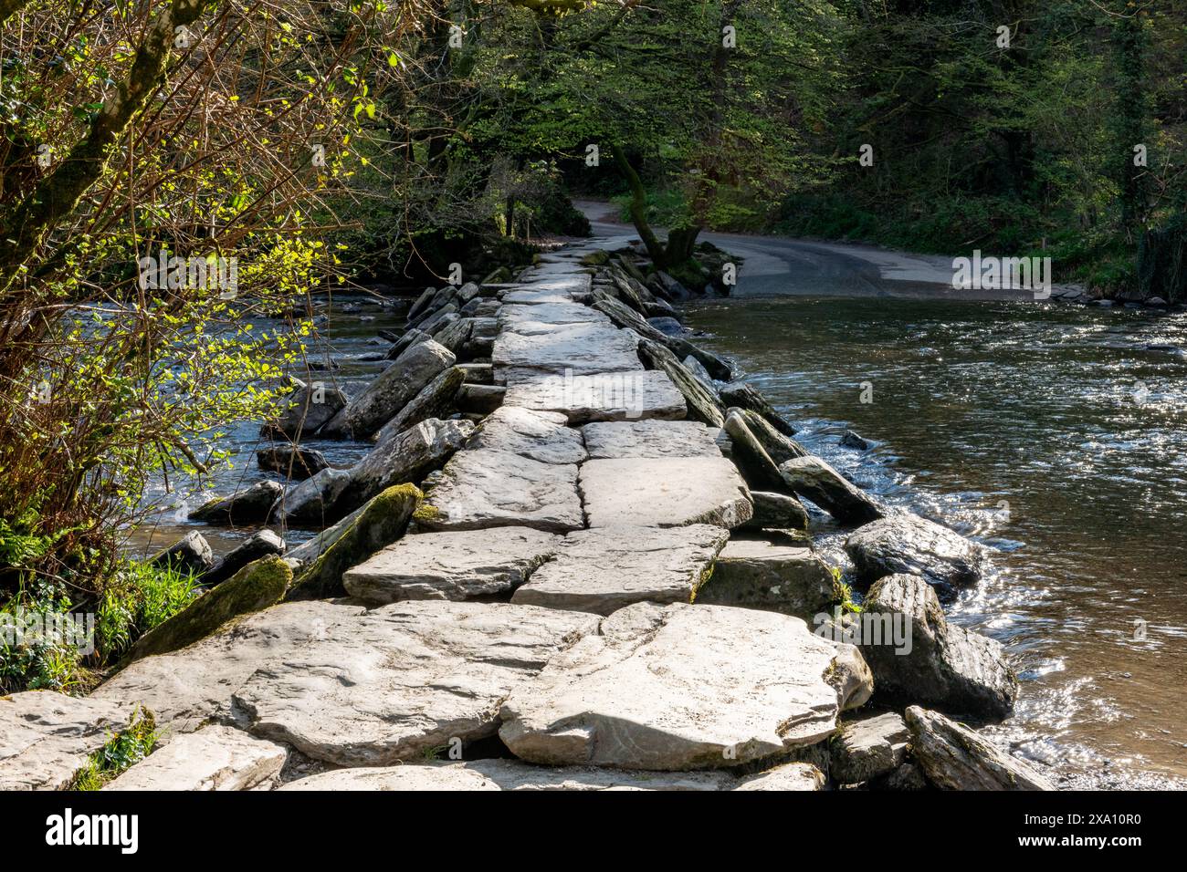 Photograph of the clapper bridge at Tarr steps in Exmoor National Park ...