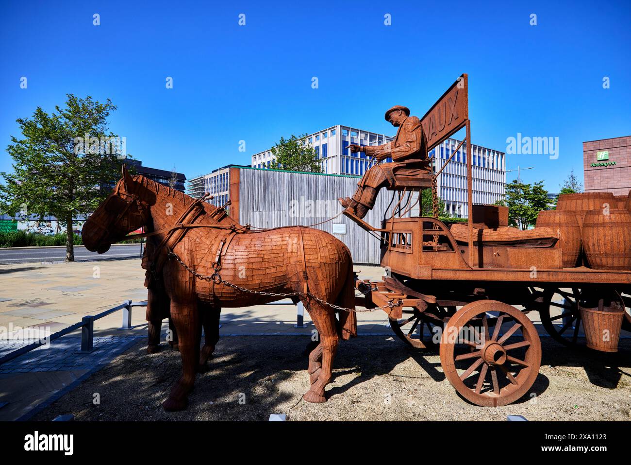Sunderland, Tyne and Wear, Gan Canny life-sized sculpture of a fully ...