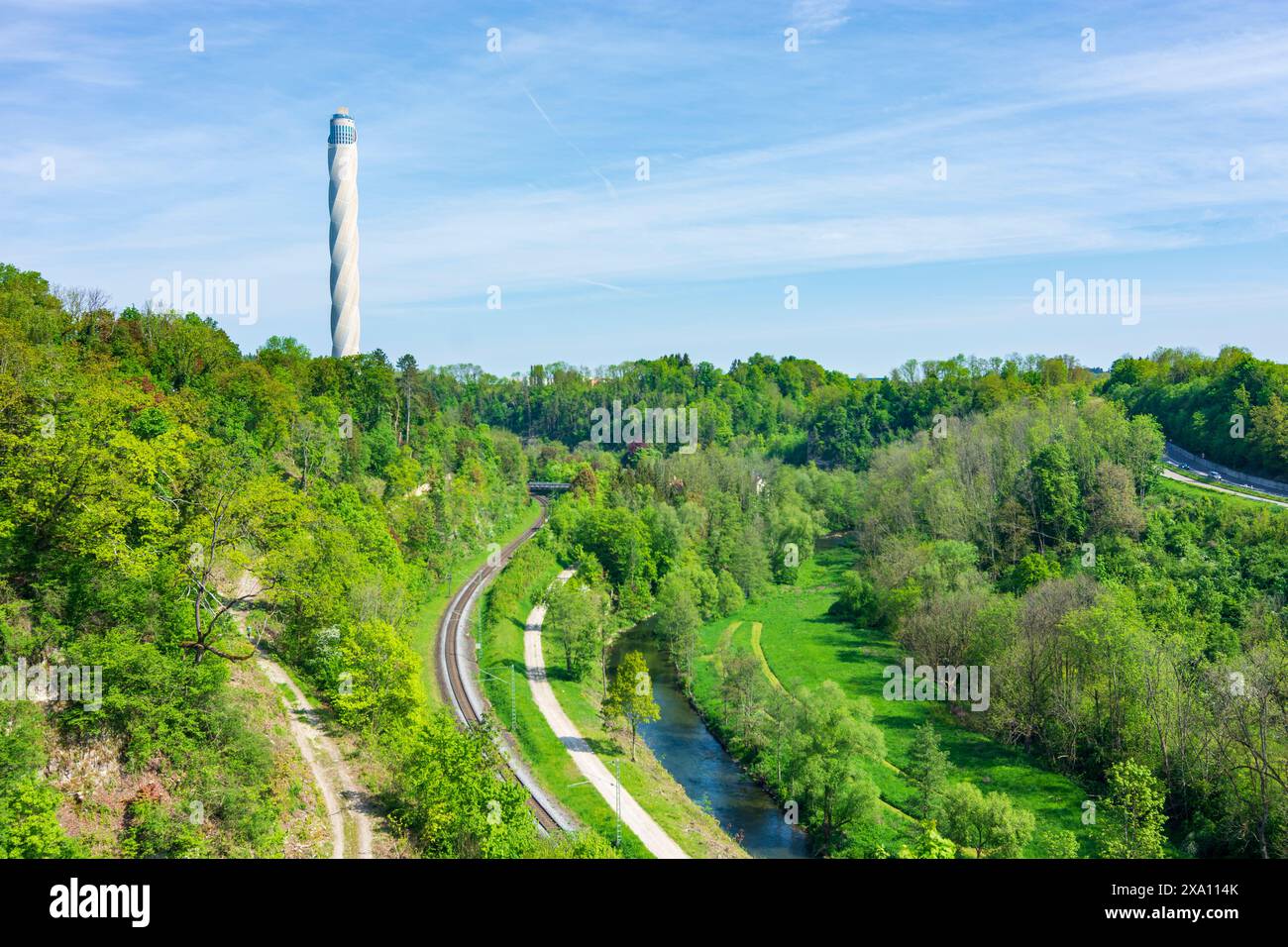 Rottweil: TK Elevator Test Tower, river Neckar valley in Schwarzwald ...
