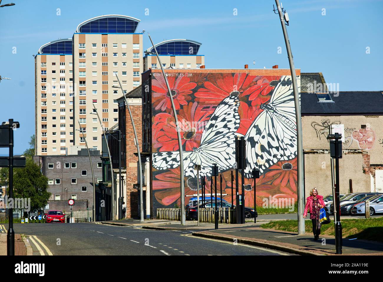 Sunderland, Tyne and Wear, butterflies in Sunniside area by Street ...