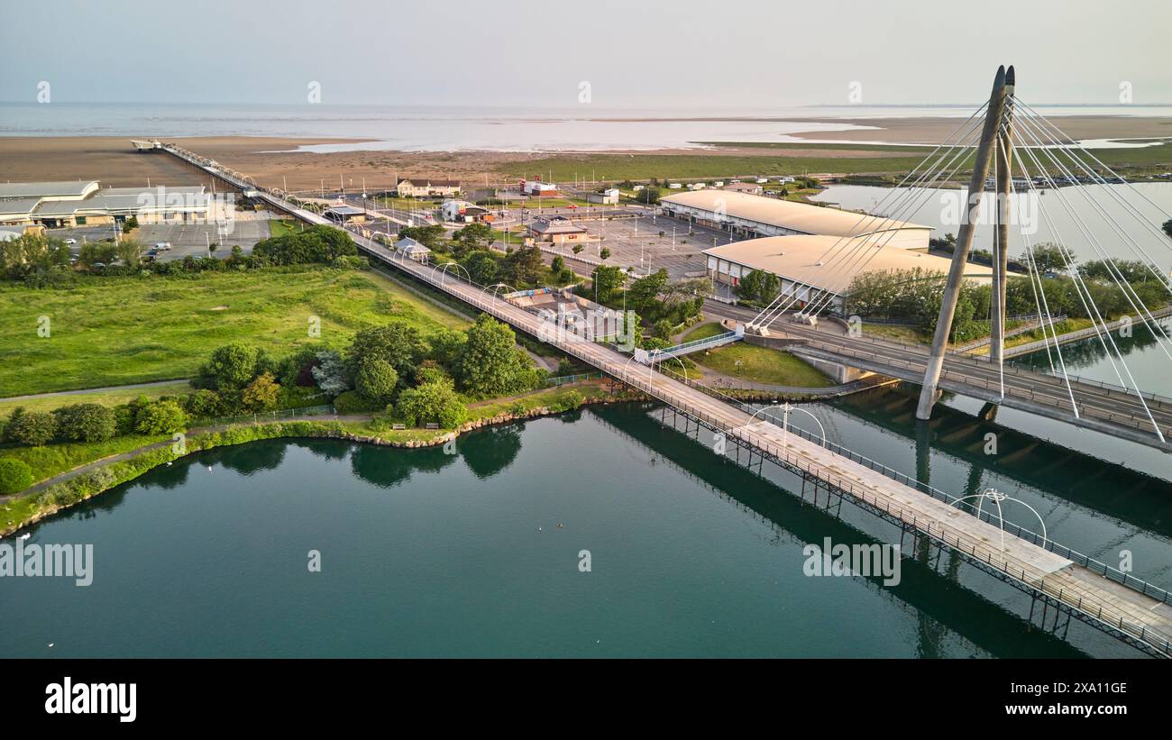 Southport, Sefton, Merseyside. the pier and Marina Bridge Stock Photo ...