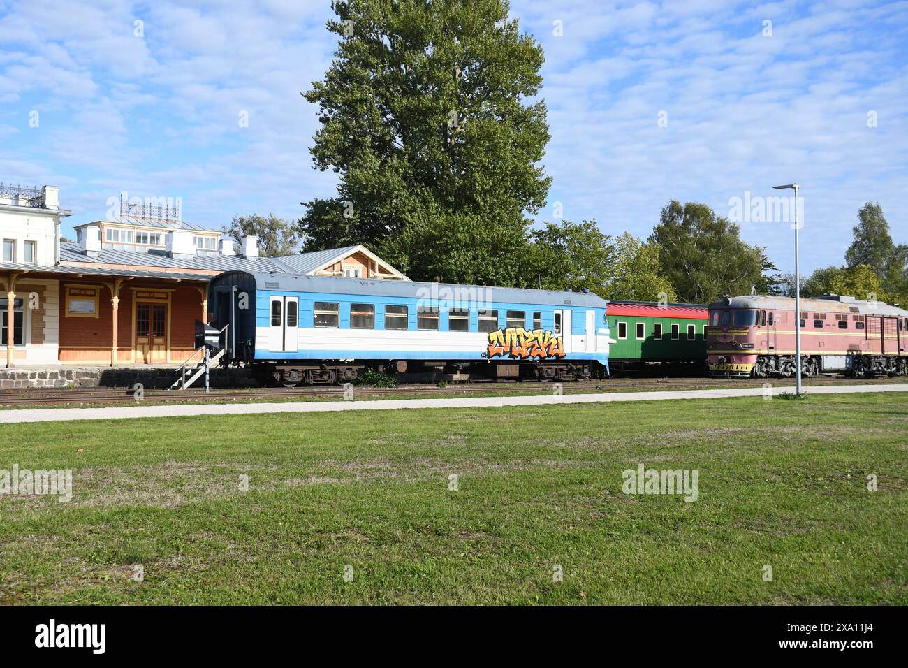 The old soviet trains in a train museum. Haapsalu, Estonia Stock Photo ...