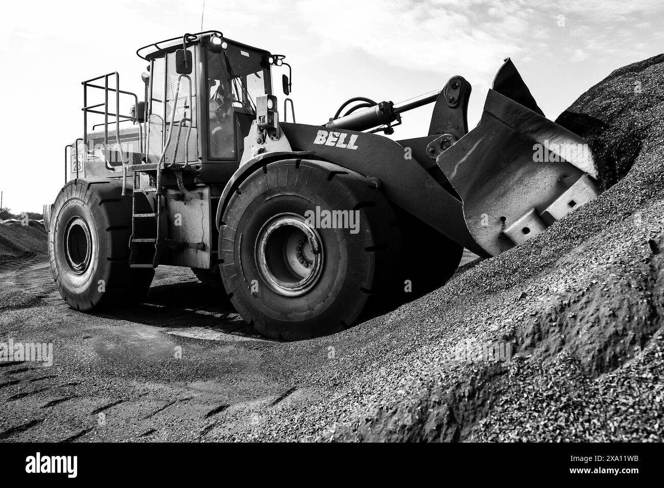 Heavy machinery construction equipment dump Black and White Stock ...