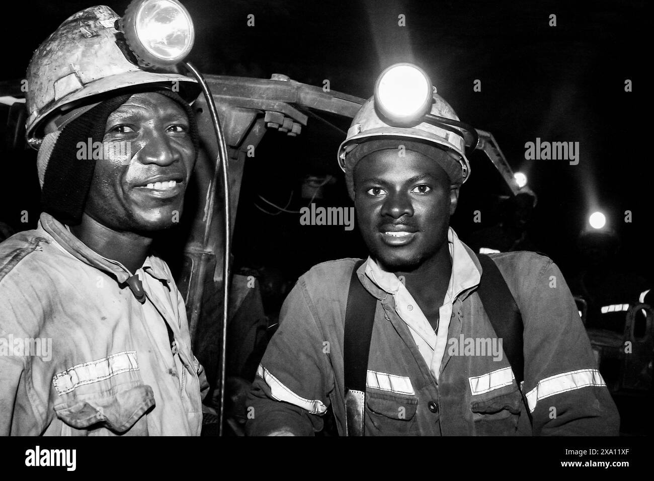 Two coal miners in black and white, smiling for the camera Stock Photo ...