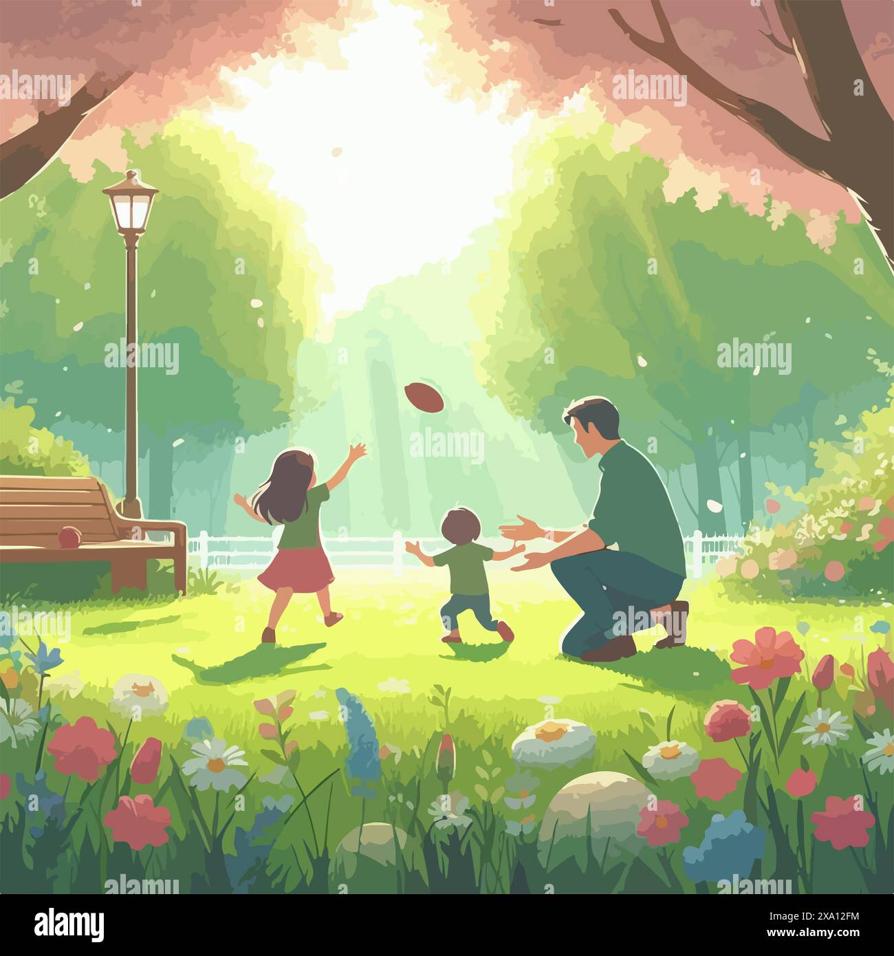 Father's Day beautiful nice natural outdoor playground joyful happy ...