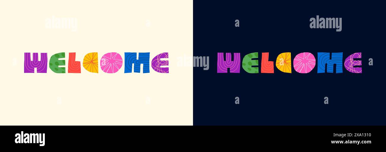 Welcome abstract decorative inscription concept. Modern colourful ...