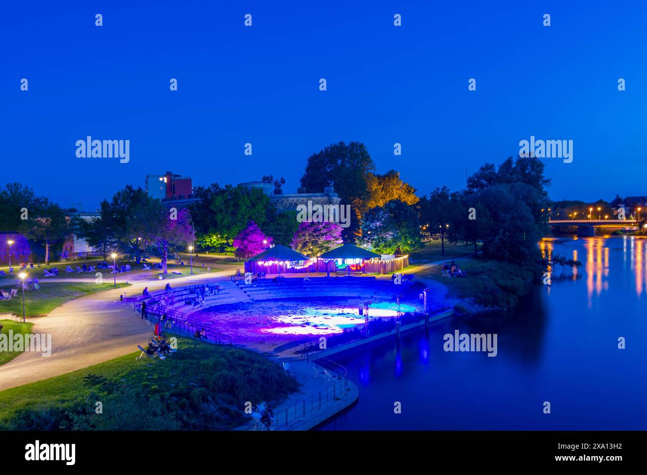Ingolstadt: river Donau (Danube), Donaubühne, Reduit Tilly of fortress ...