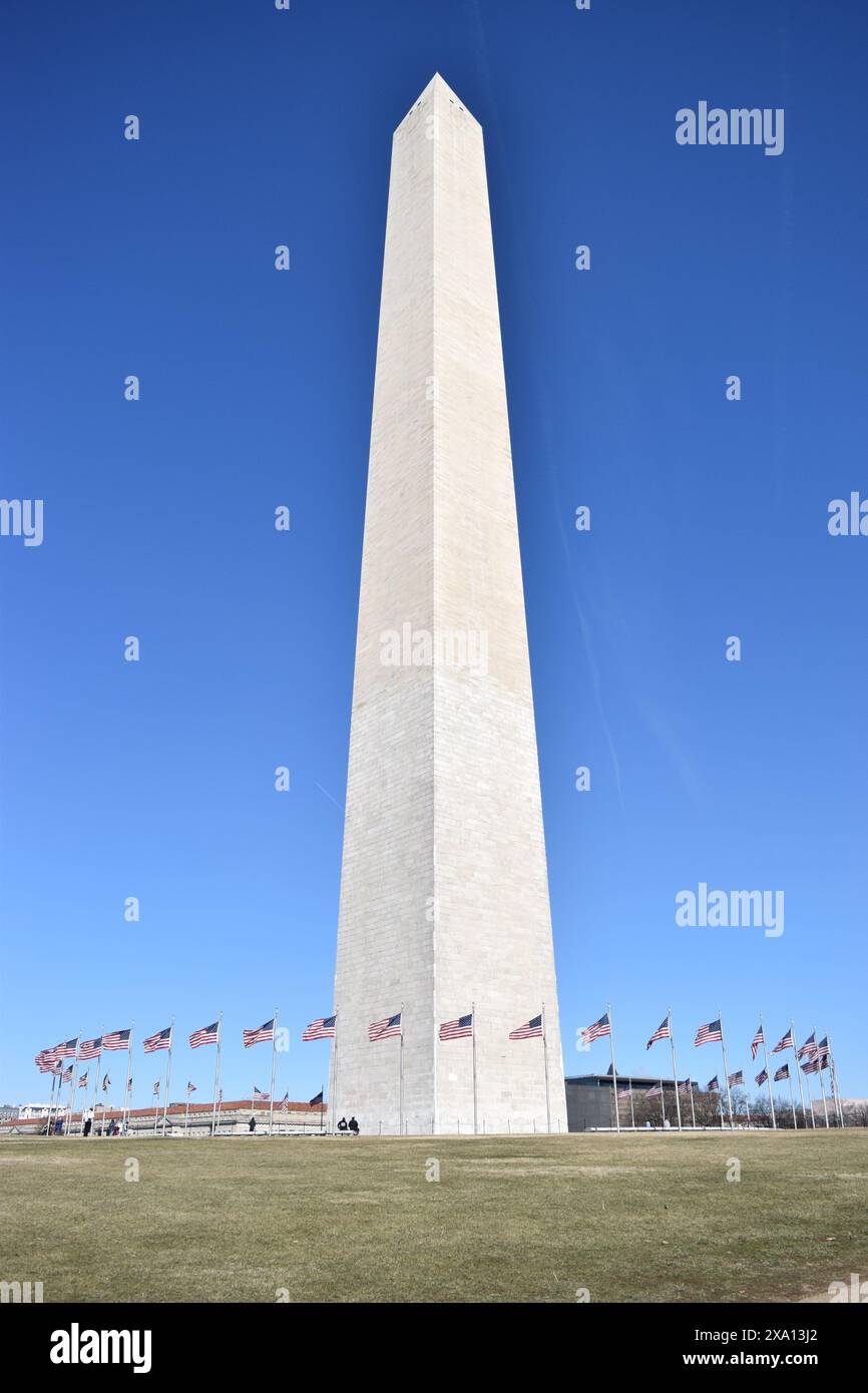 The iconic Washington Monument in DC surrounded by numerous American ...