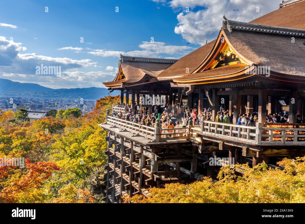 Colorful Japanese Tourists Kiyomizu Buddhist Temple Kyoto Japan. Temple ...