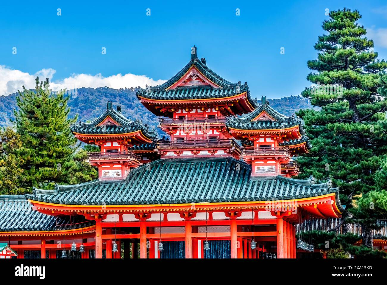 Colorful Large Red Soryu-ro Blue Dragon Tower Heian Shinto Shrine Kyoto ...