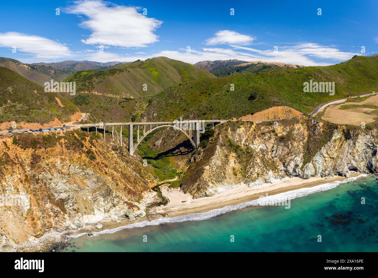 A scenic aerial view of Bixby Creek Bridge along California's Iconic ...