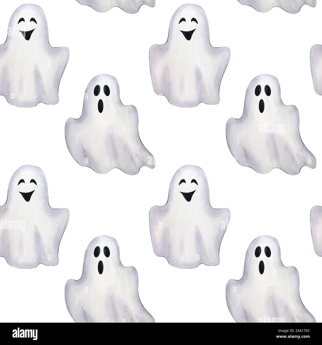 White ghost character seamless pattern endless. Scream scary face ...