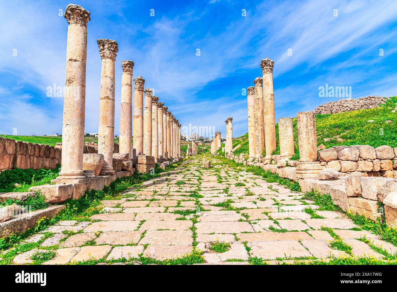 Jerash Archeological City, Jordan: Cardo Maximus in the ancient roman ...