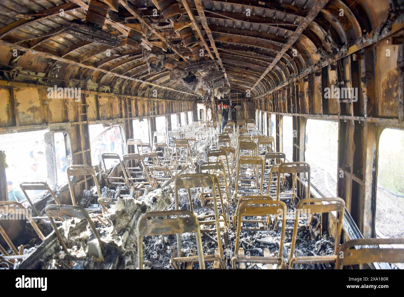 NEW DELHI, INDIA - JUNE 3: Firefighters and passengers on tracks after ...